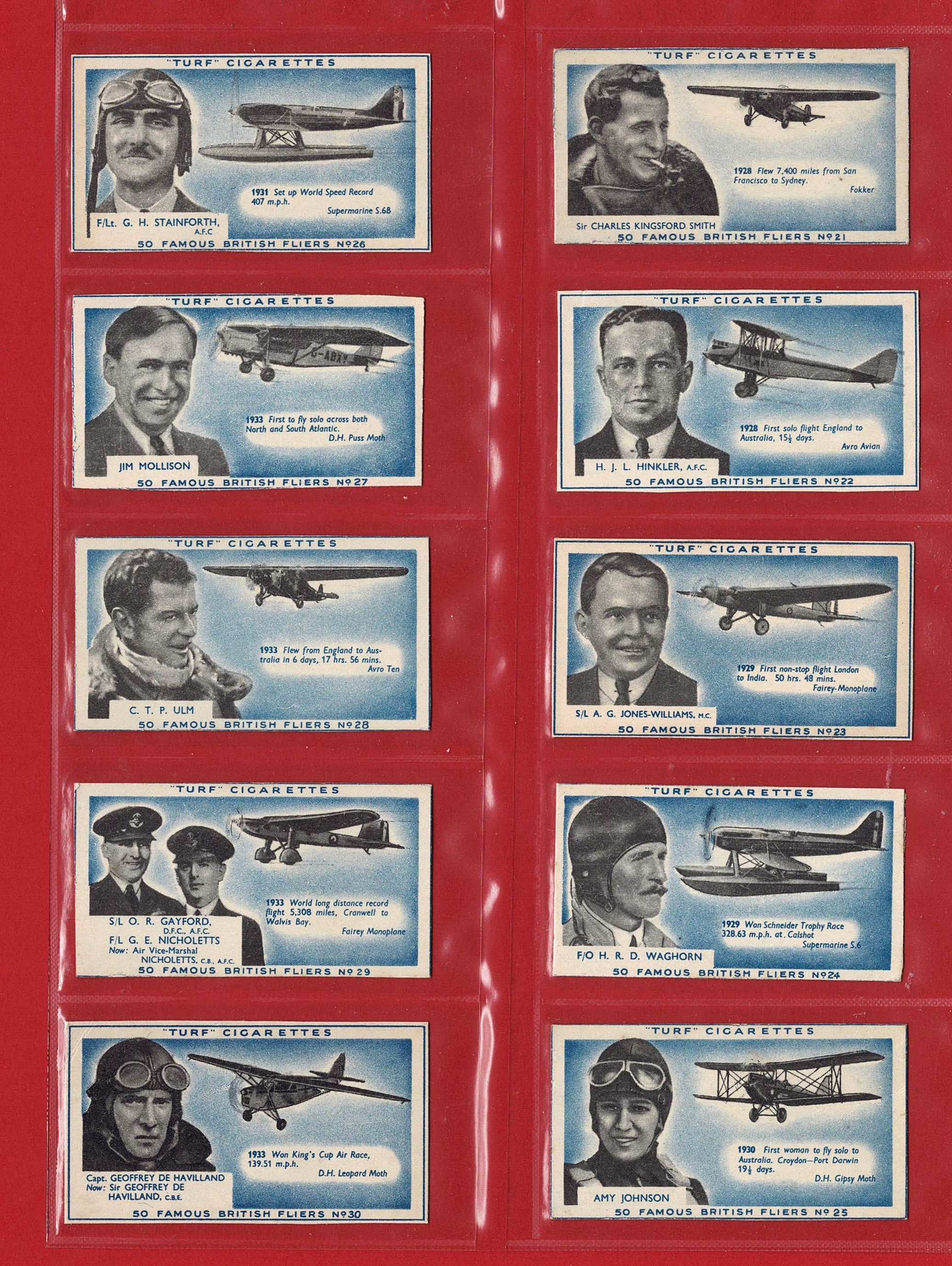 FAMOUS BRITISH FLIERS 1940s Aviation Cards Scarce Cigarette / Tobacco ...