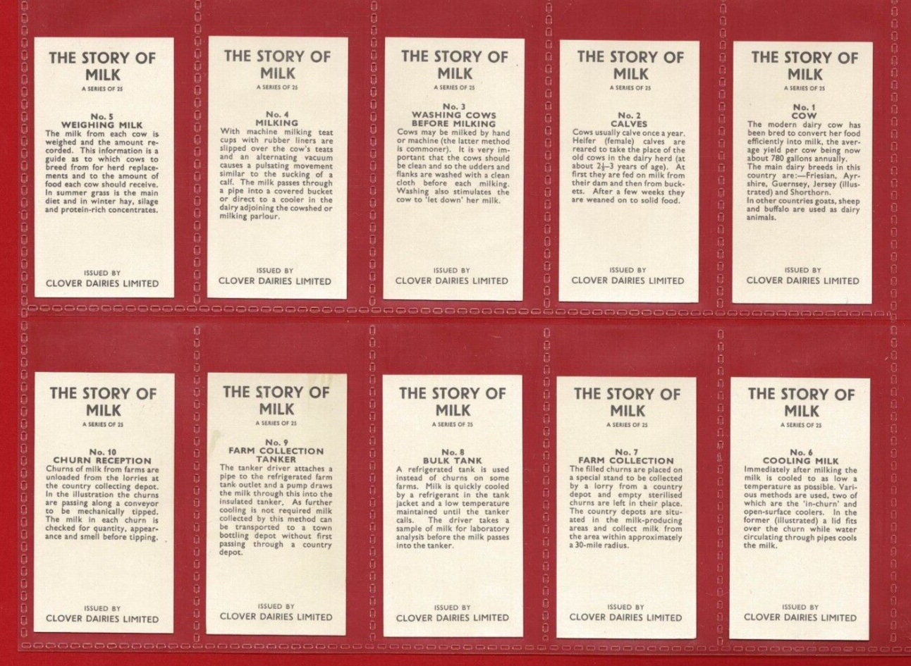 The STORY OF MILK Original 1964 British Tea Trade Card Set Clover ...