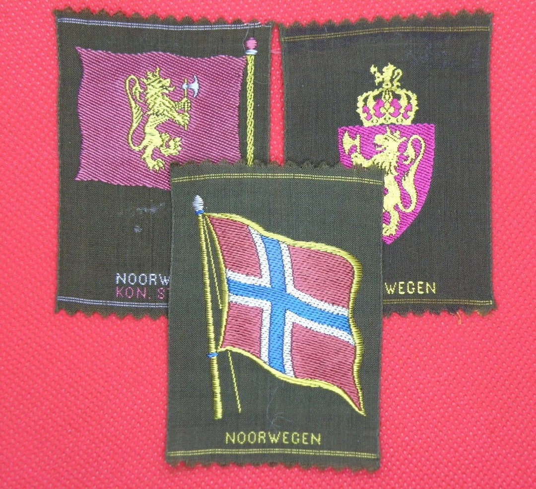 NORWAY SILK FLAGS 1930 National Flag, Standard Flag & Arms Cigarette ...