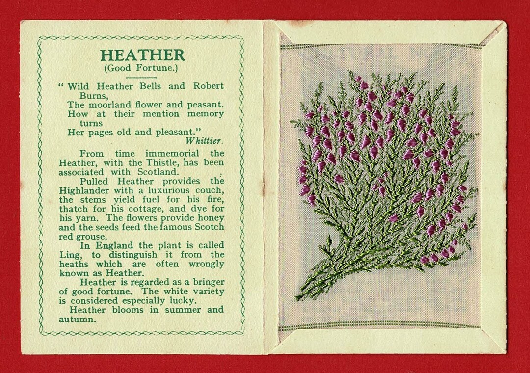 HEATHER SILK FLOWERS Card Genuine 1934 Kensitas Flowers in - Etsy