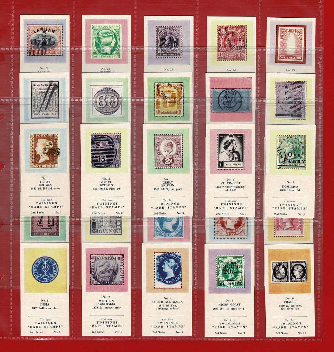 RARE STAMPS Original 1960 Trade Card Set TWININGS Tea Card Set With Red ...