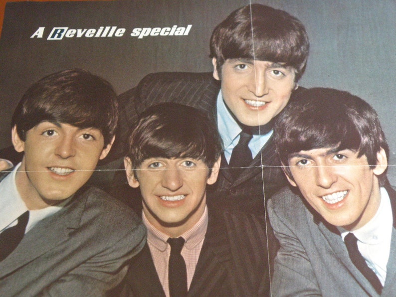 The BEATLES MEMORABILIA Original 1964 Fab Four POSTER Issued by Reveille John Paul George ...