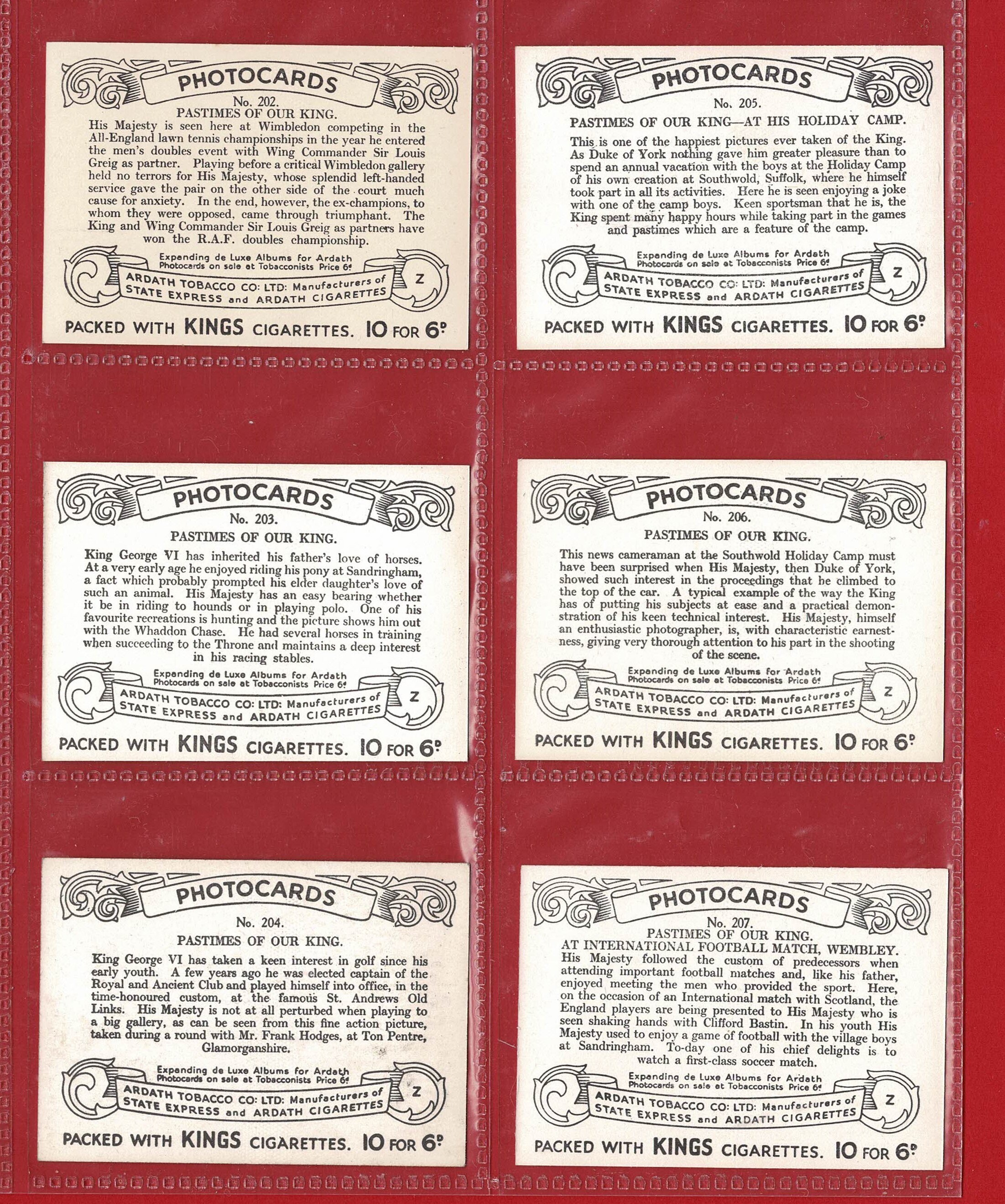 KING GEORGE VI Original 1930's Photographic Cigarette Tobacco Cards ...