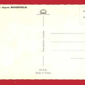 JAYNE MANSFIELD Vintage POSTCARD Film Movie Star Original Cinema Movie Actress Postcard ...