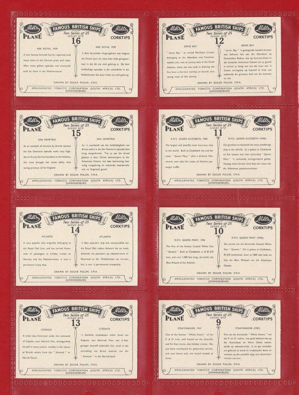 FAMOUS BRITISH SHIPS Series 2 Original 1952 Cigarette Tobacco Card Set ...
