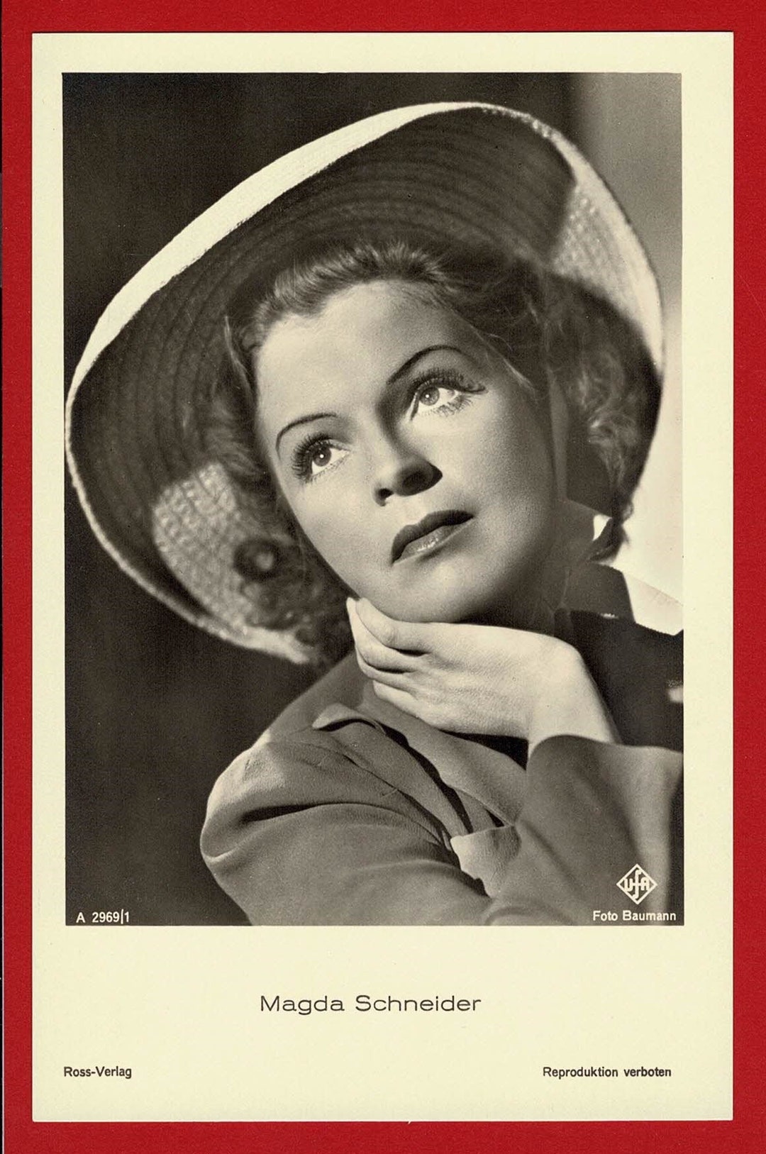 German Film Star MAGDA SCHNEIDER POSTCARD - Actress in Hat - Vintage ...