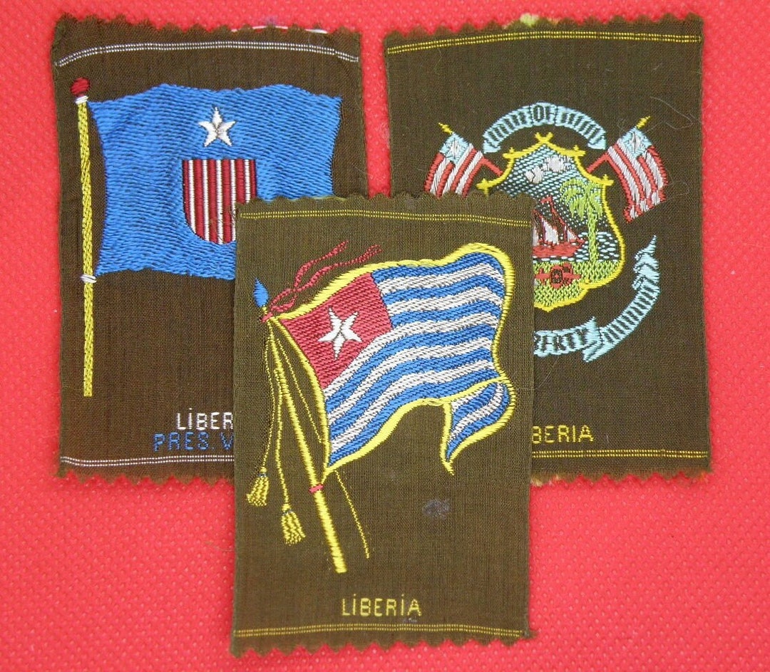 LIBERIA SILK FLAGS 1930 National Flag, Standard Flag & Arms Cigarette ...