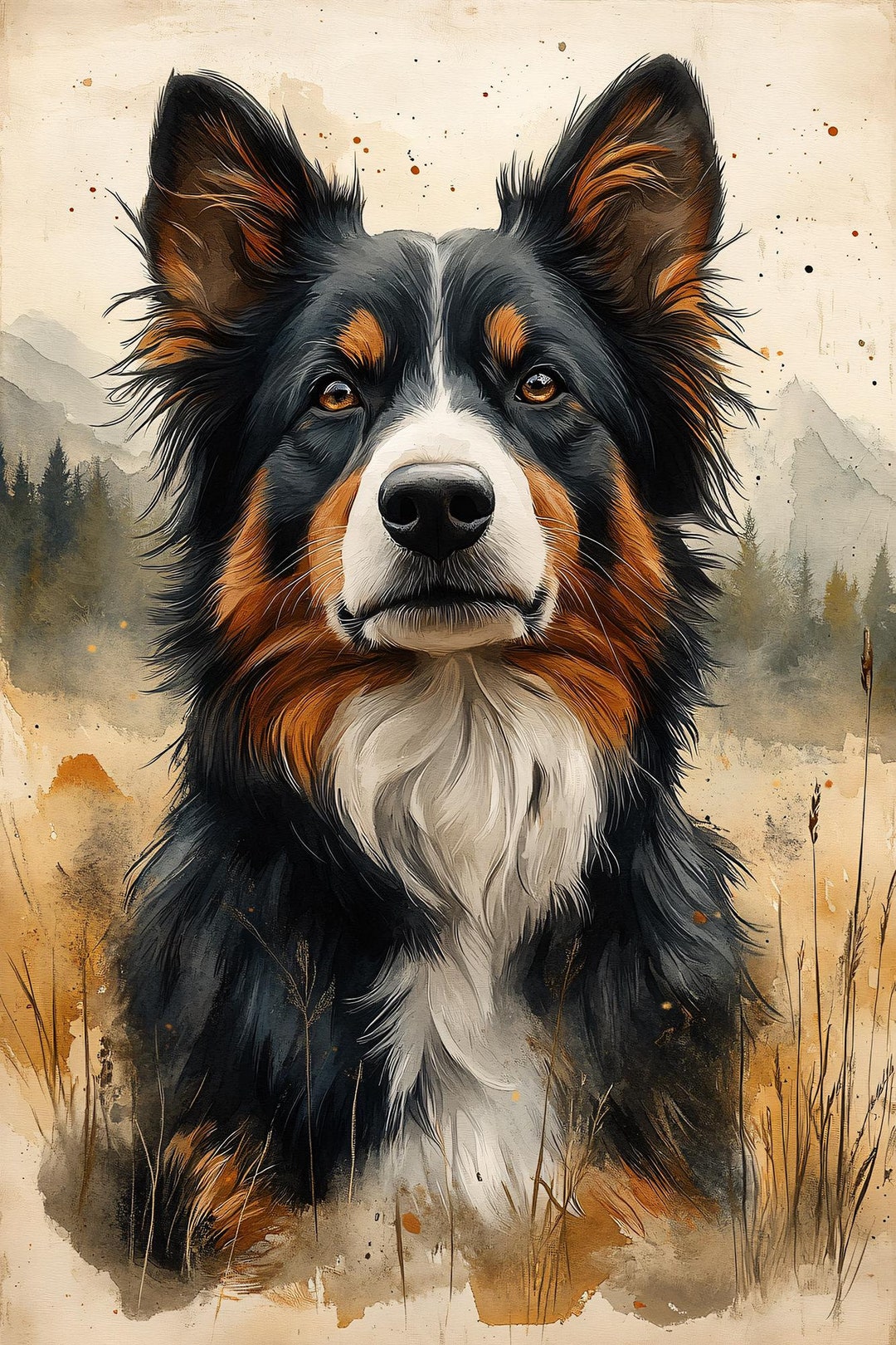 Australian Shepherd Watercolor Style | Digital Download | Animal ...