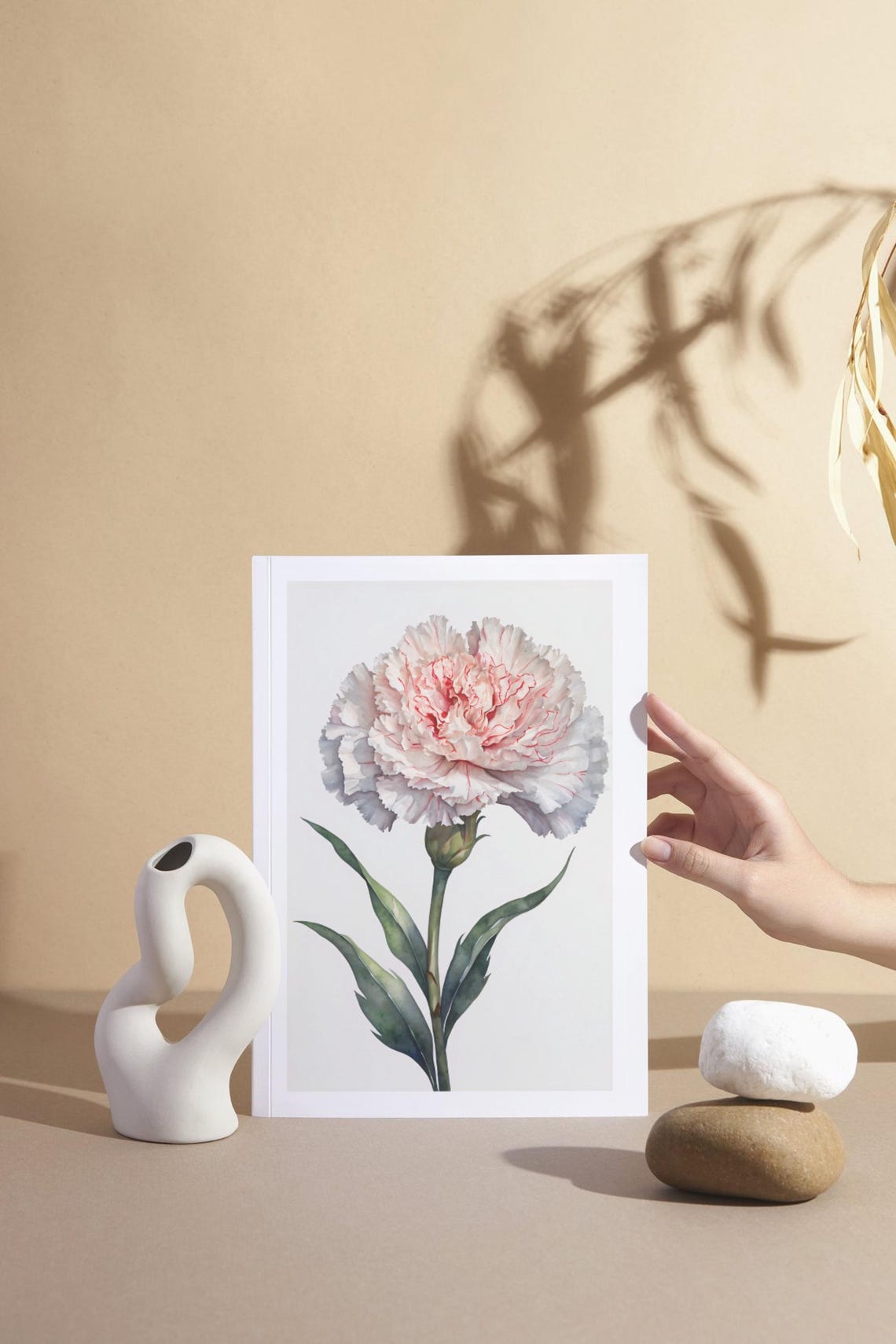 White Red Carnation Watercolor Style | Digital Download | Floral ...