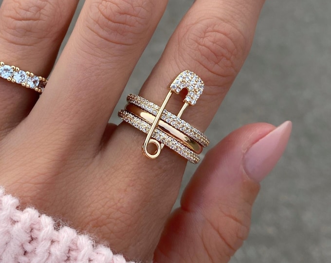 Safety Pin Ring Unisex Symbolic Ring - Etsy