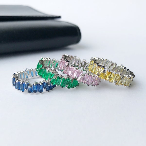 Rainbow Eternity Ring - Etsy