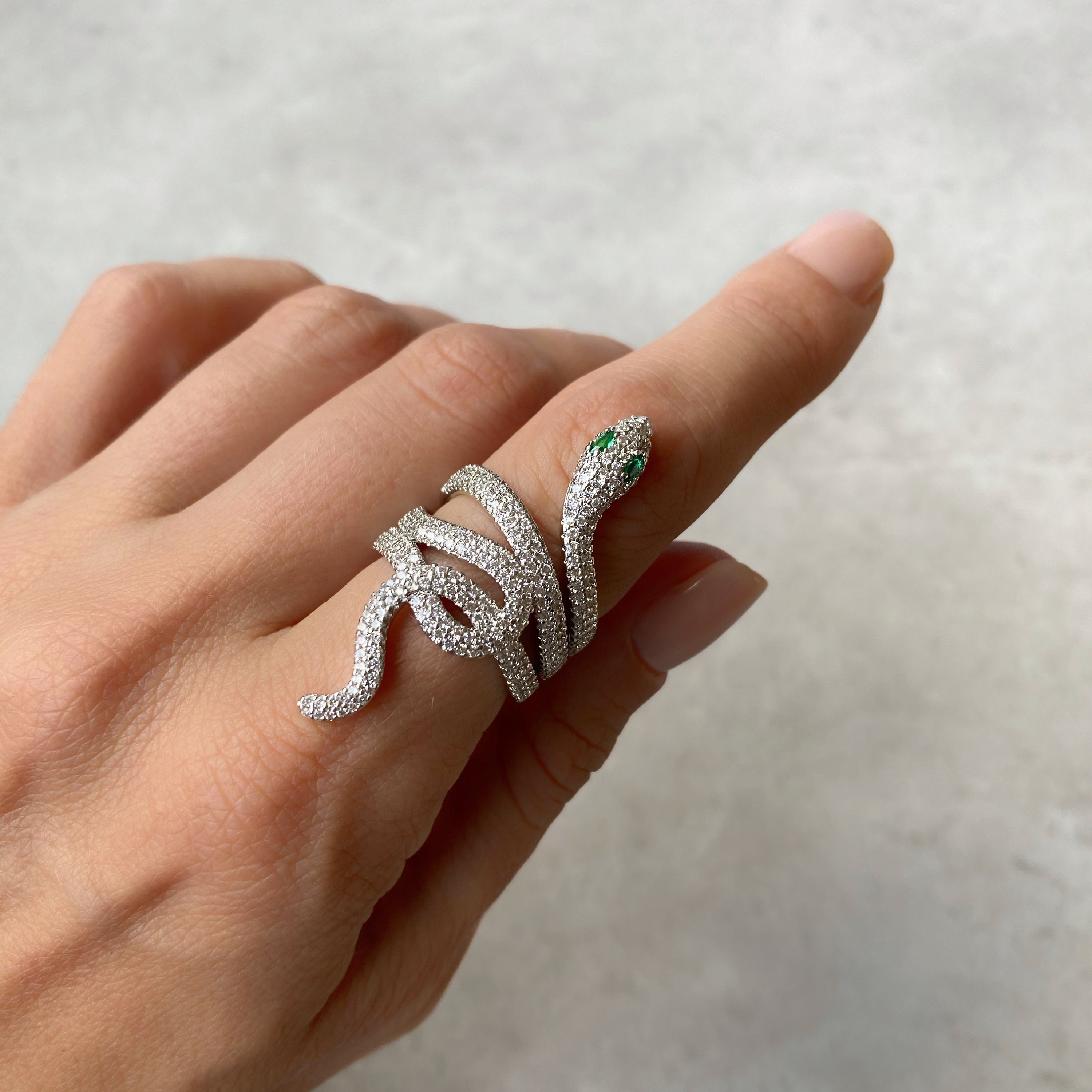Snake Ring Eternity Ring Diamond Snake Ring Silver Ring | Etsy