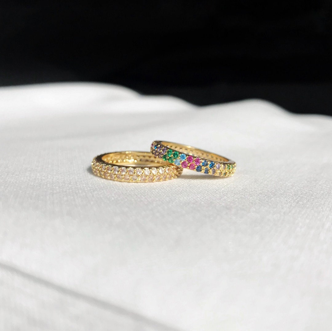 Eternity Ring Eternity Band Multi Color Ring Rainbow Ring Thin Ring ...