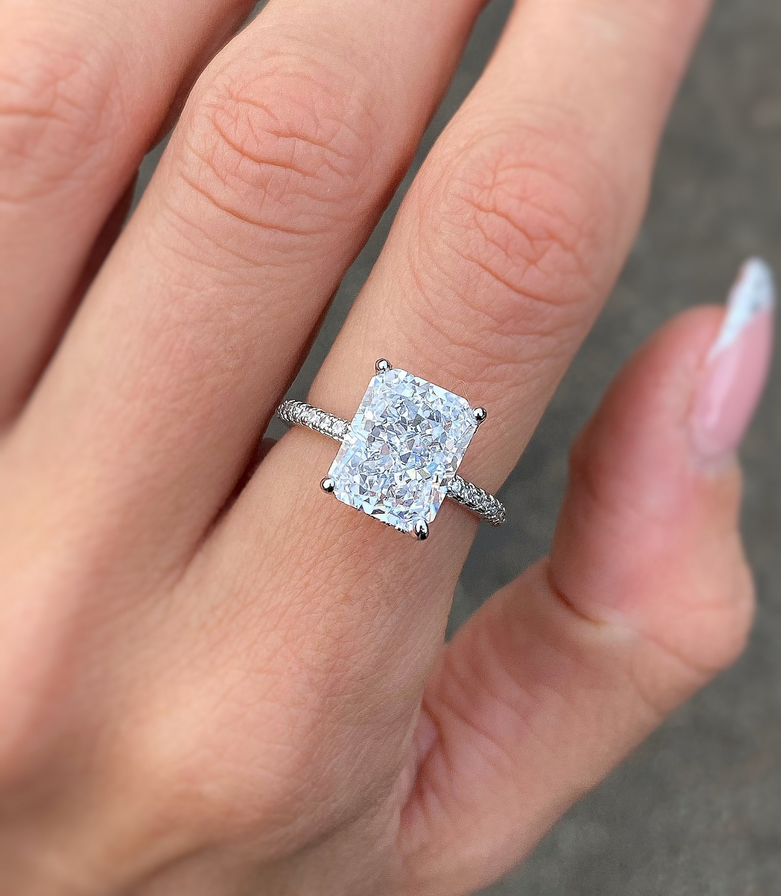 Radiant Cut Engagement Ring 925 Silver Ring Promise Ring - Etsy