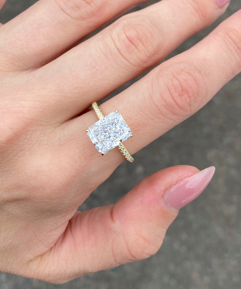 Radiant Cut Engagement Ring 925 Silver Ring Promise Ring - Etsy