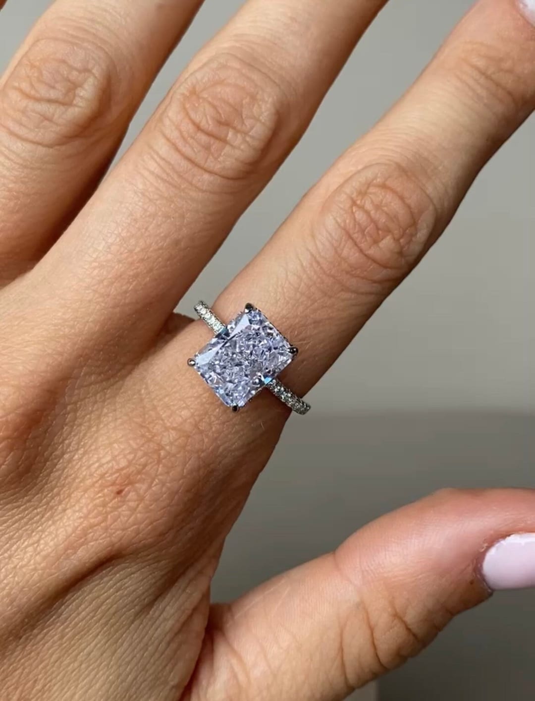 Rectangular Ct Sterling Silver Diamond Ring Affordable