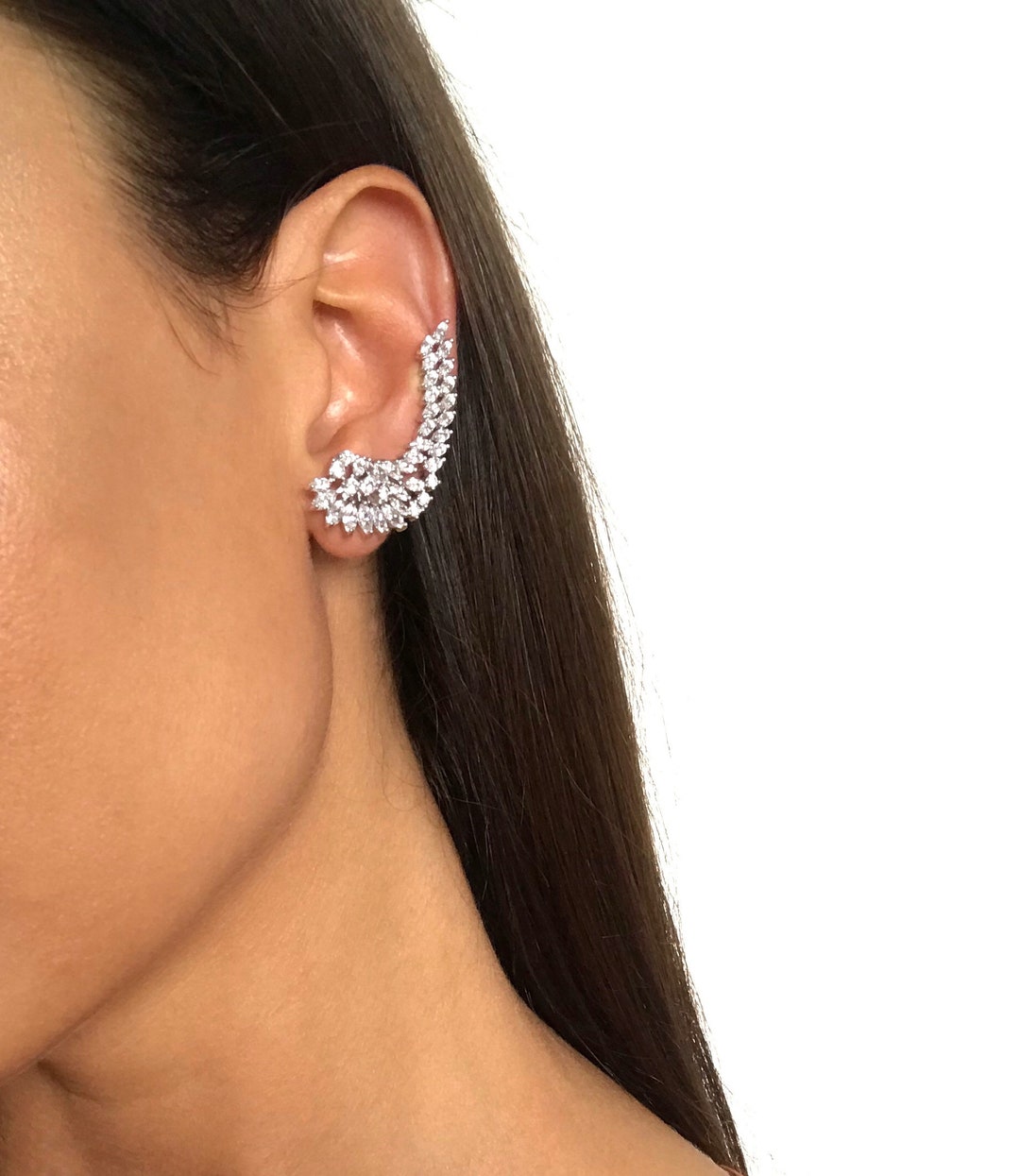 Crystal Ear Climber Earrings Ear Crawler Earrings Crystal Ear Cuff ...