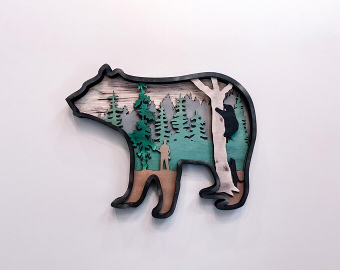 Bear Den Sign, Hunting Lodge Decor, Cabin Bear Sign, Bear Den Wall ...