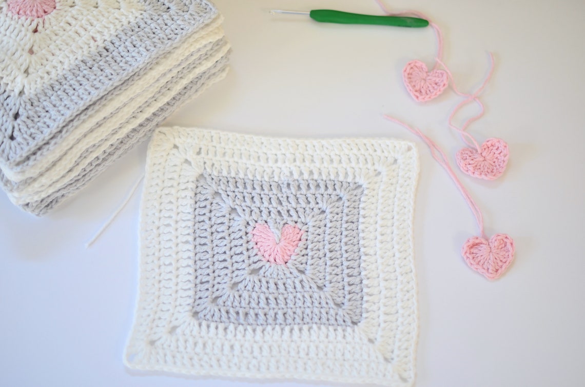 Heart Granny Square - Digital PDF Pattern - Solid Granny Square ...