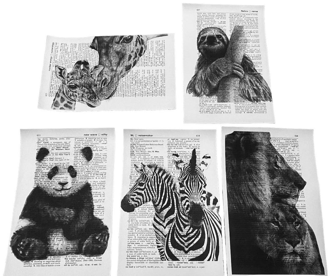 Zoo Animal Themed Dictionary Prints - Etsy