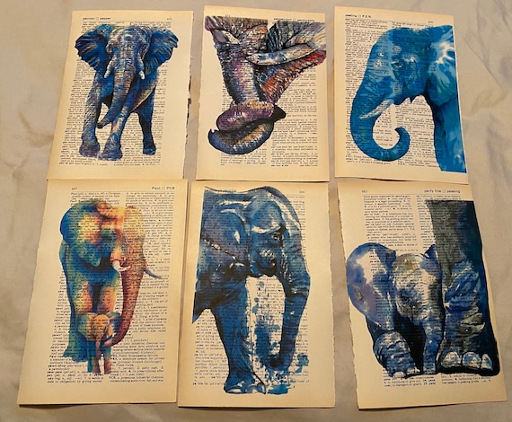 Elephant Themed Dictionary Prints | Etsy