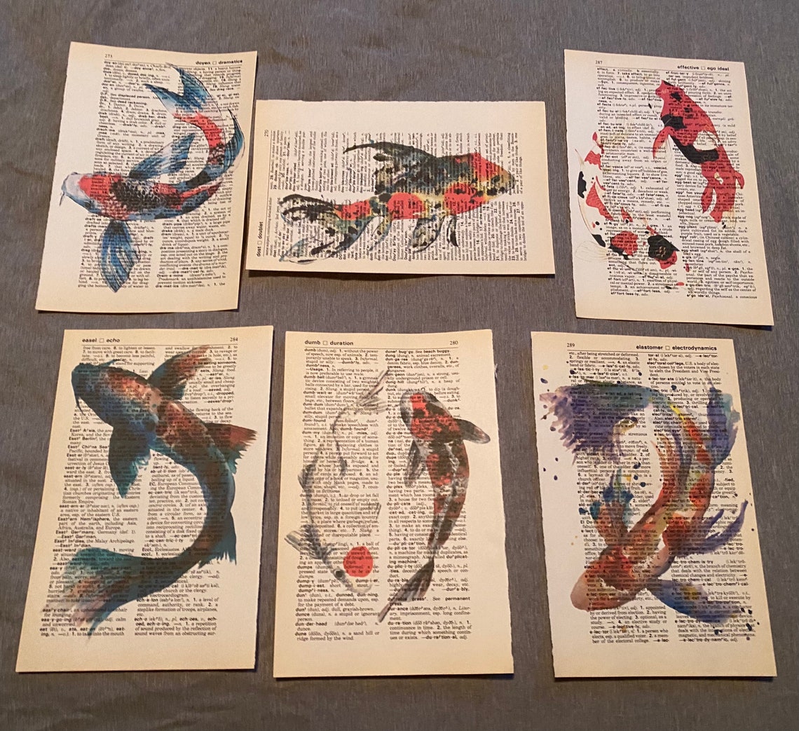 Koi Fish Themed Dictionary Prints - Etsy
