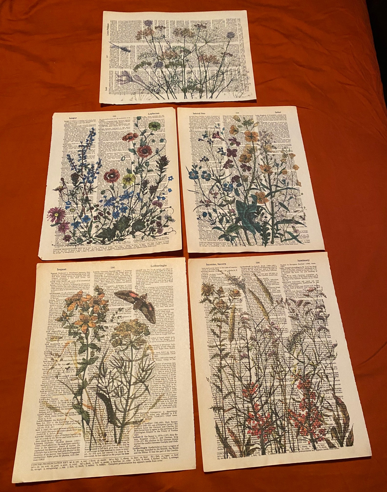Wildflower Themed Dictionary Prints - Etsy