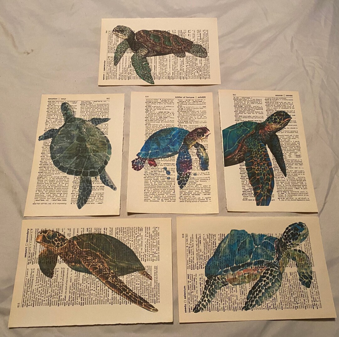 Sea Turtle Themed Dictionary Prints - Etsy