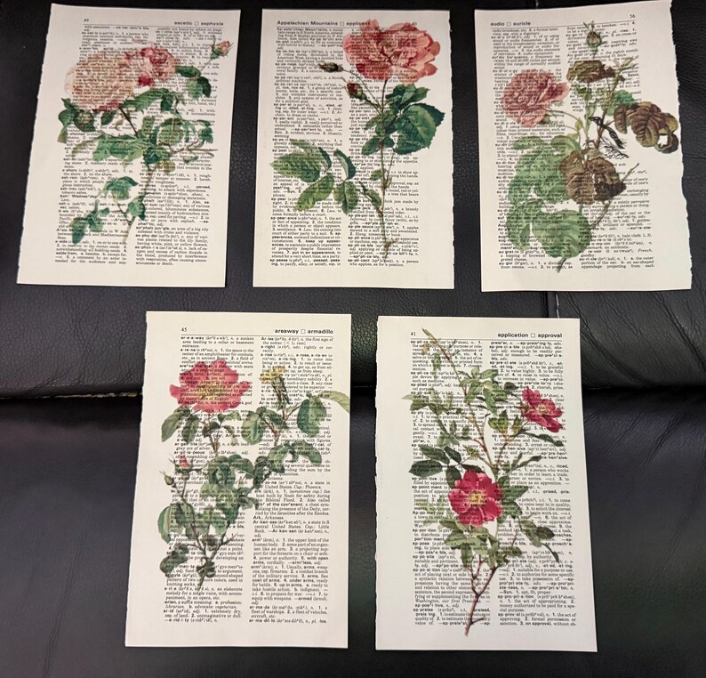 Floral (roses) Themed Dictionary Prints - Etsy