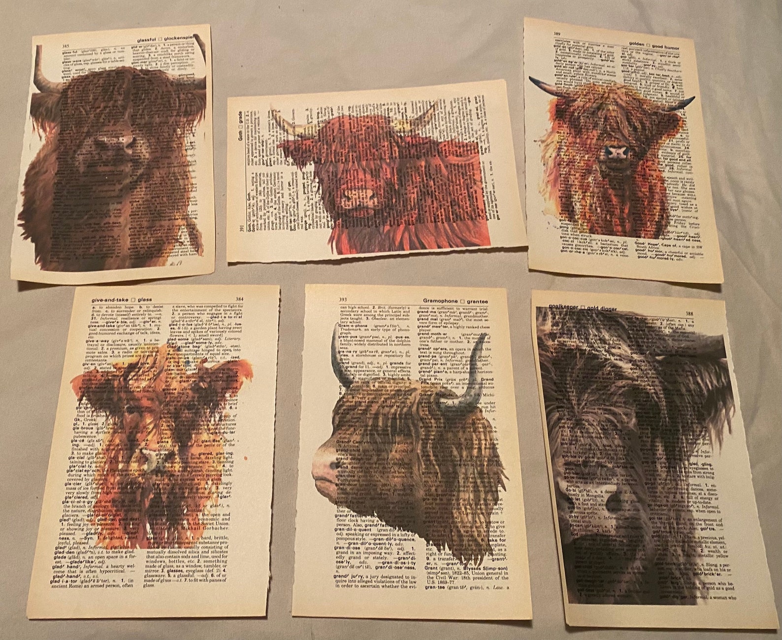 Highland Cow Themed Dictionary Prints - Etsy