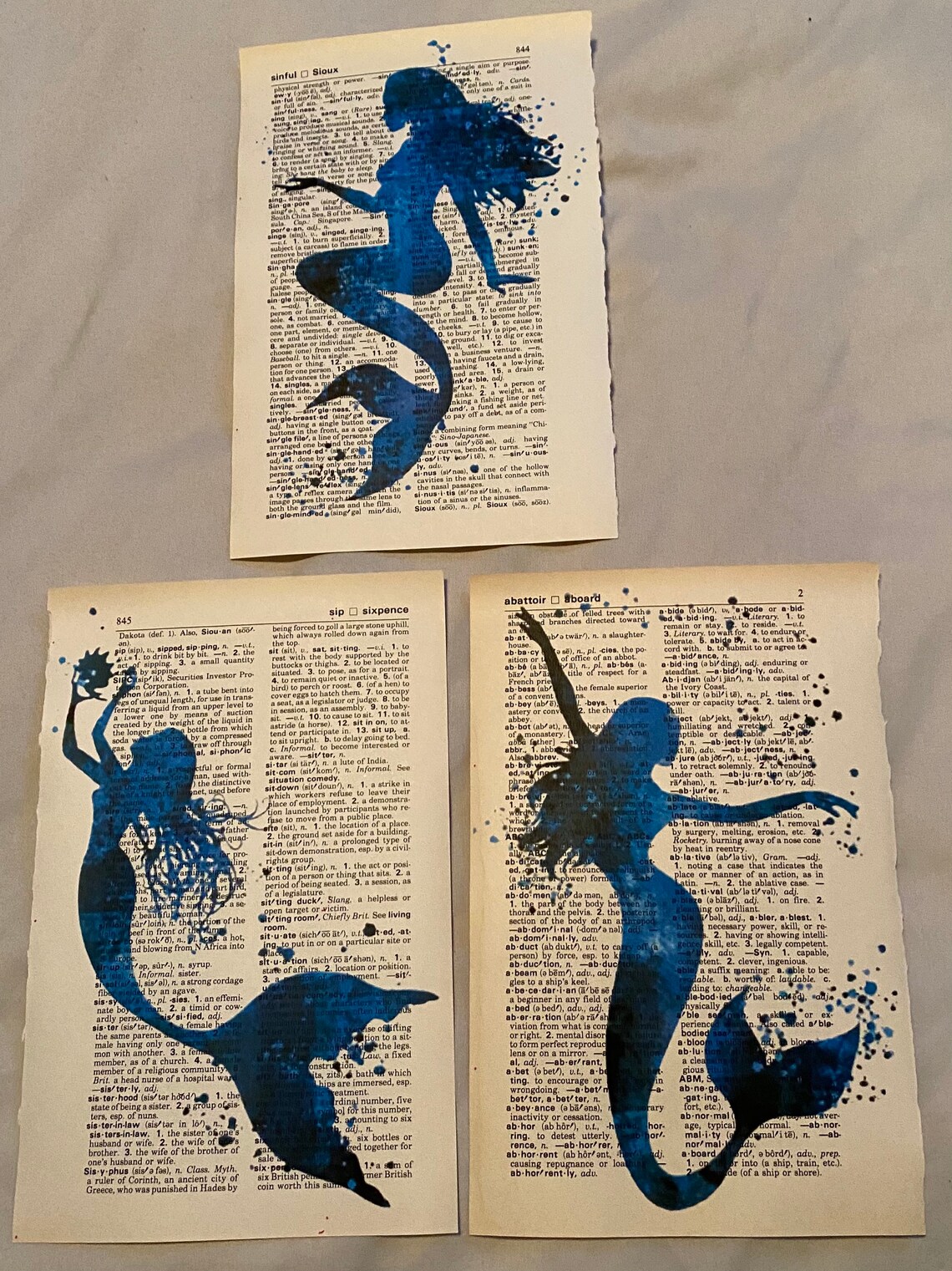 Mermaid Themed Dictionary Prints | Etsy