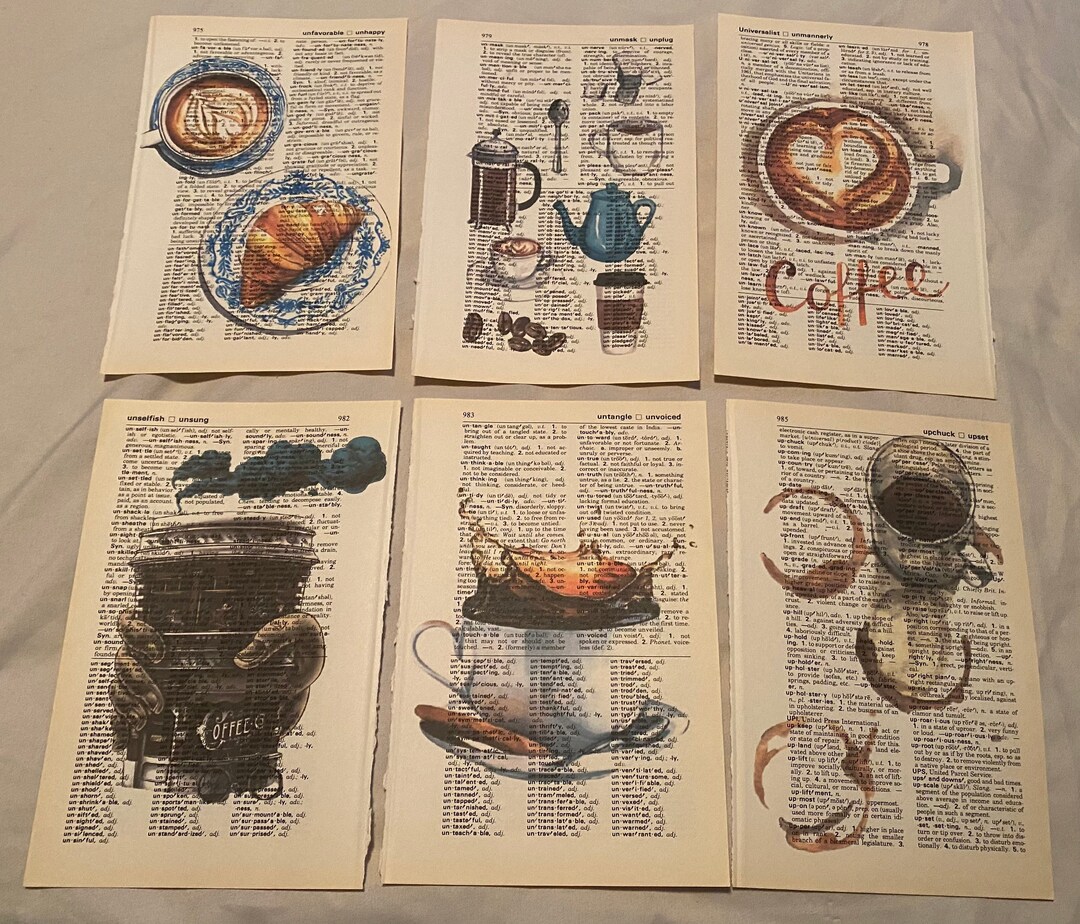 Coffee Themed Dictionary Prints - Etsy