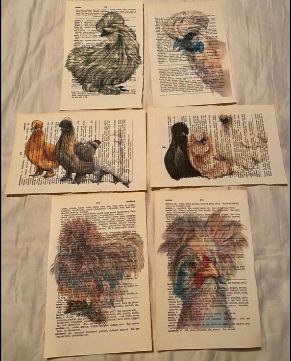 Silkie Chicken Themed Dictionary Prints | Etsy