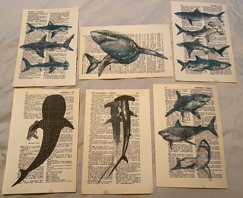 Shark Themed Dictionary Prints - Etsy