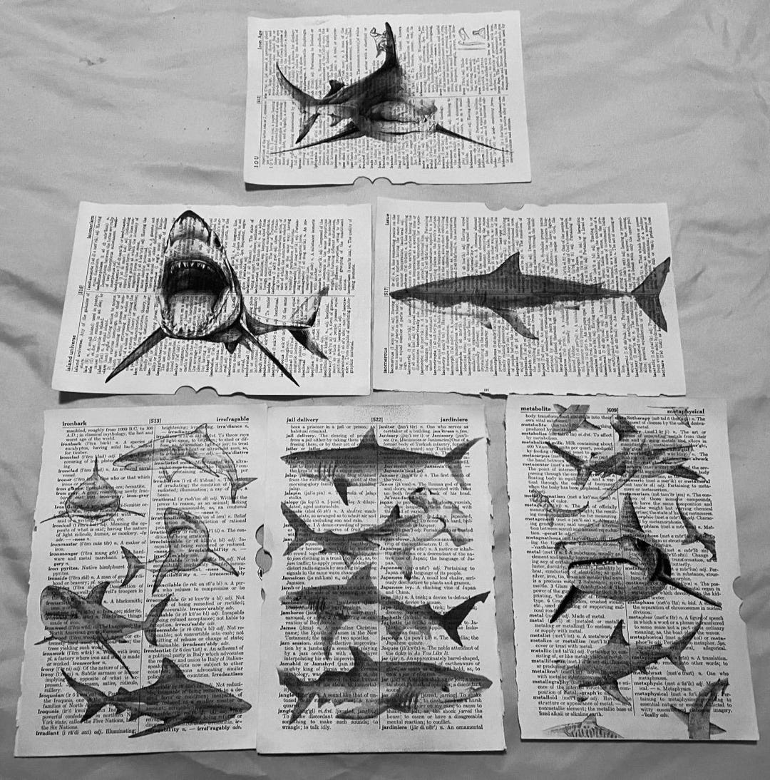 Shark Themed Dictionary Prints - Etsy