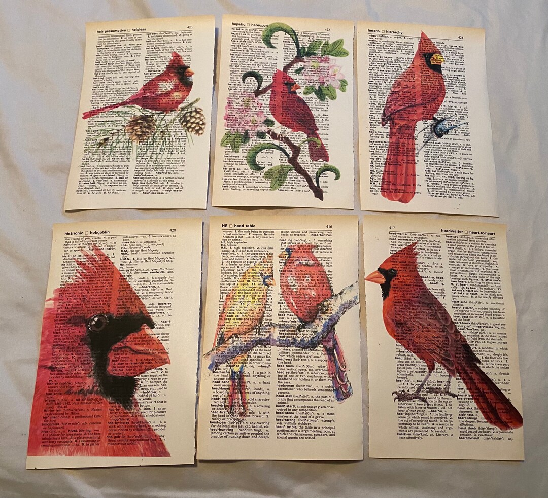Bird cardinal Themed Dictionary Prints - Etsy