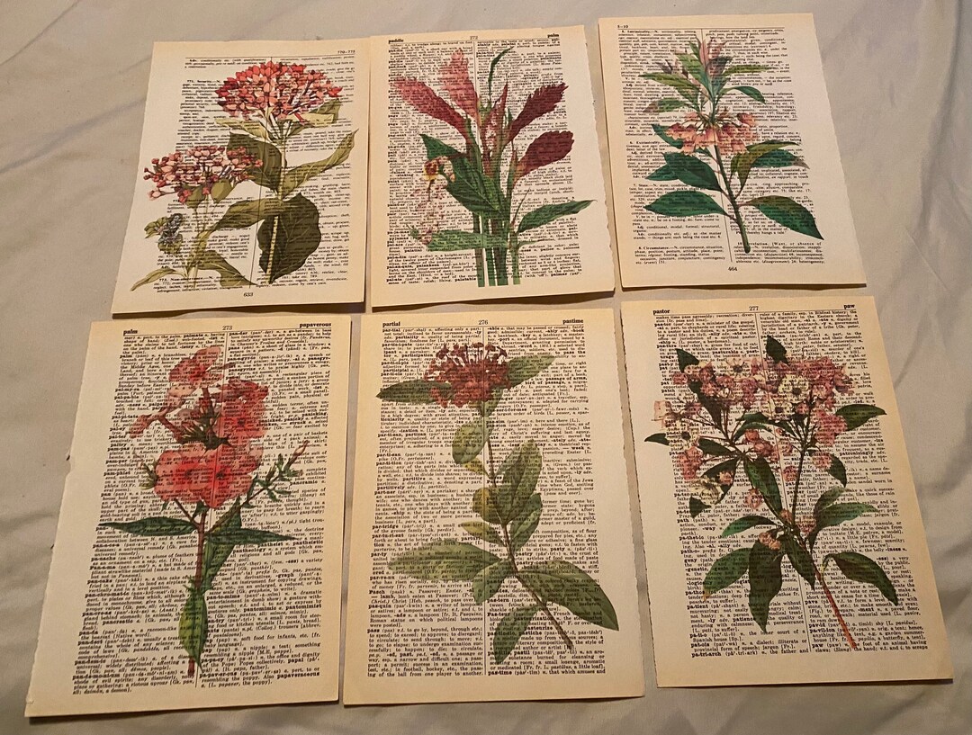 Flower Themed Dictionary Prints - Etsy