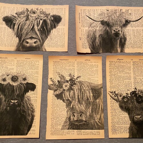 Cow Themed Dictionary Prints - Etsy