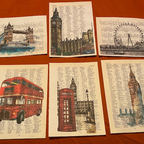 London England Themed Dictionary Prints - Etsy