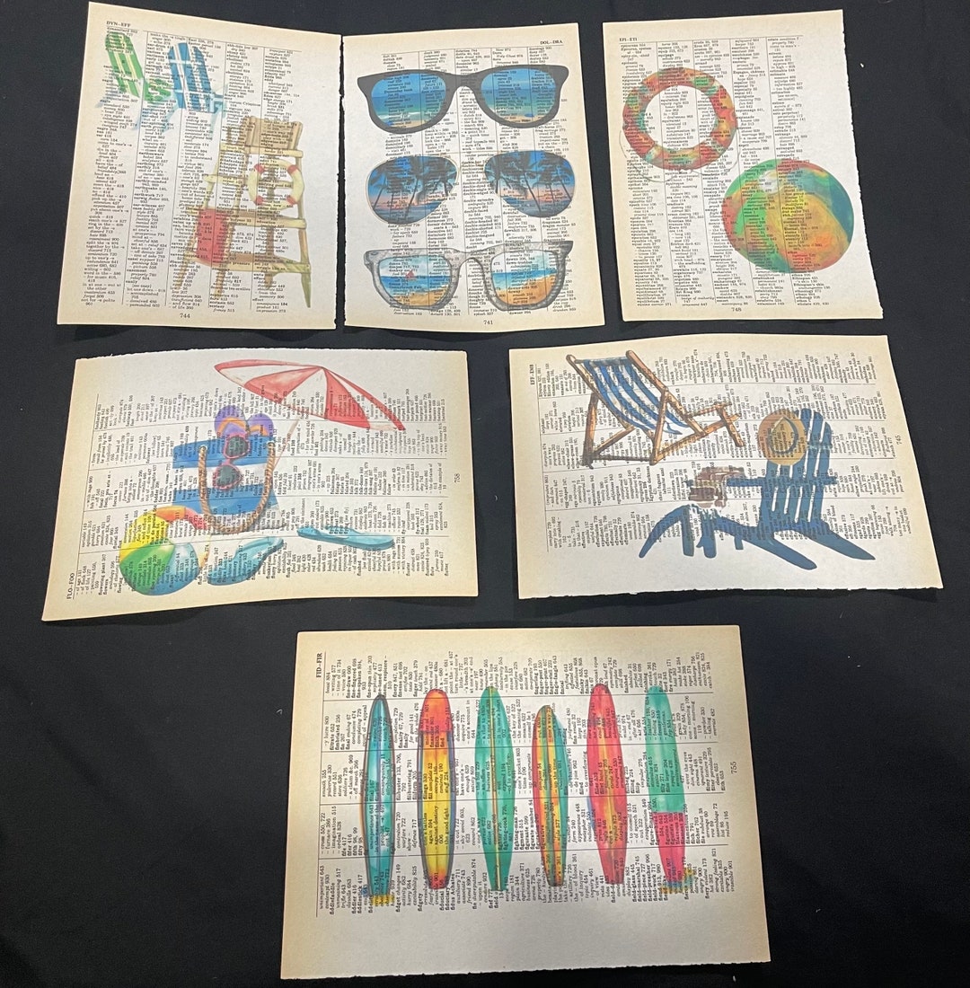 Beach Seaside Themed Dictionary Prints - Etsy