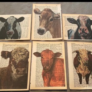 Cow Themed Dictionary Prints - Etsy