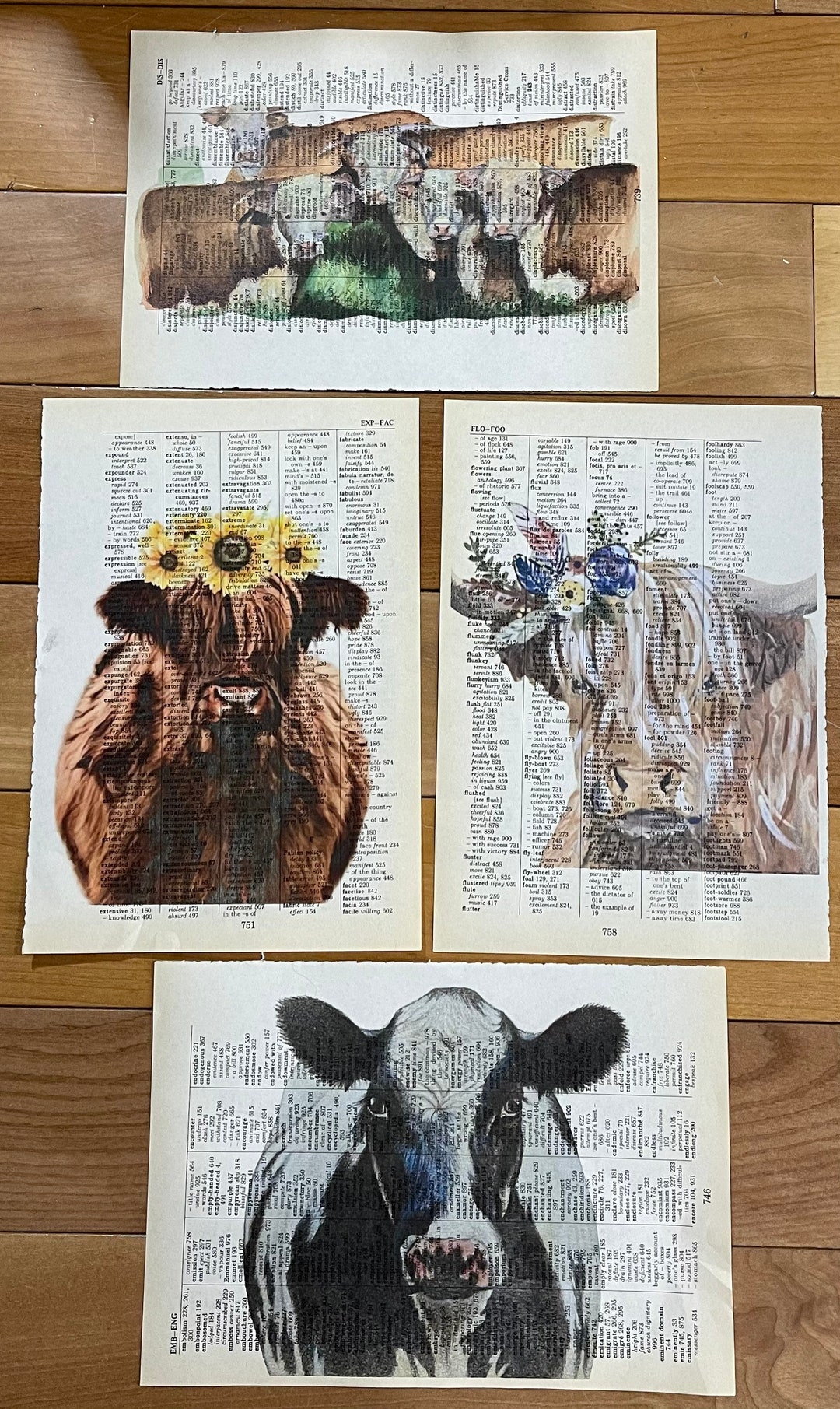 Cow Themed Dictionary Prints - Etsy