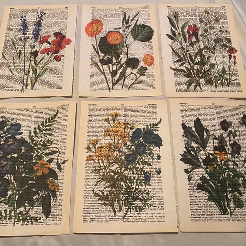 Floral Themed Dictionary Prints - Etsy