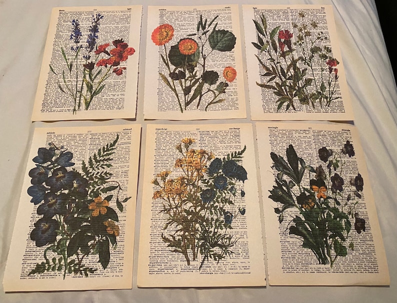 Flower Themed Dictionary Prints - Etsy