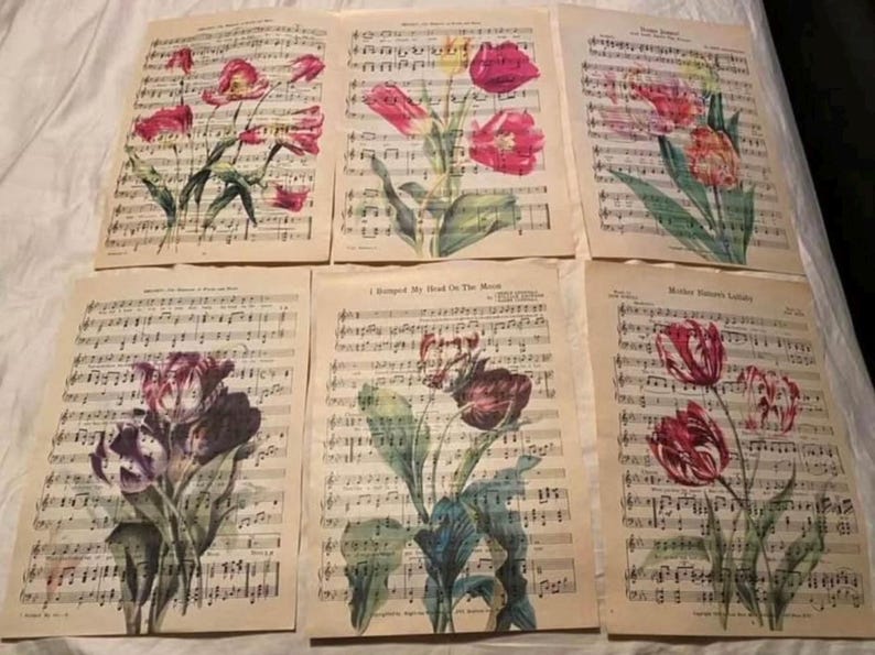 Tulip Flower Themed Sheet Music Prints - Etsy