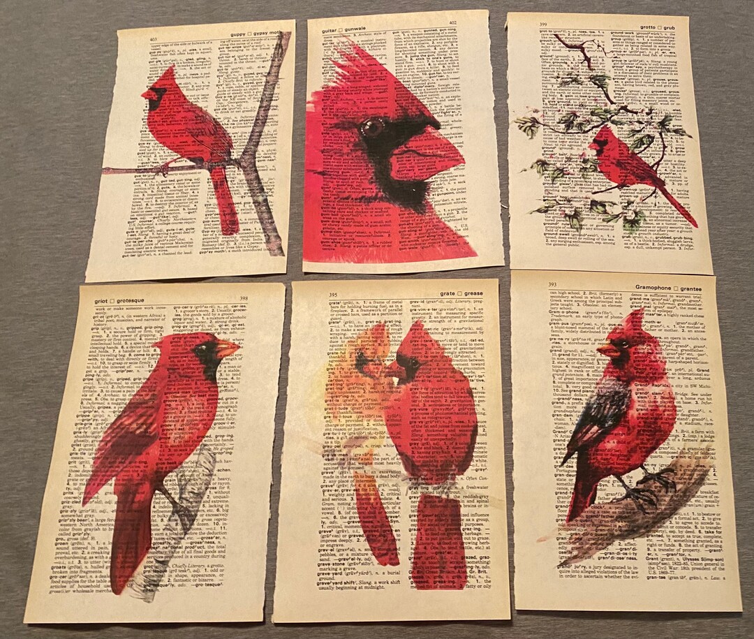 Cardinal Bird Themed Dictionary Prints - Etsy