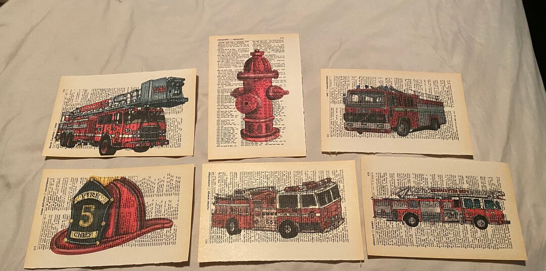 Fire Truck Themed Dictionary Prints - Etsy