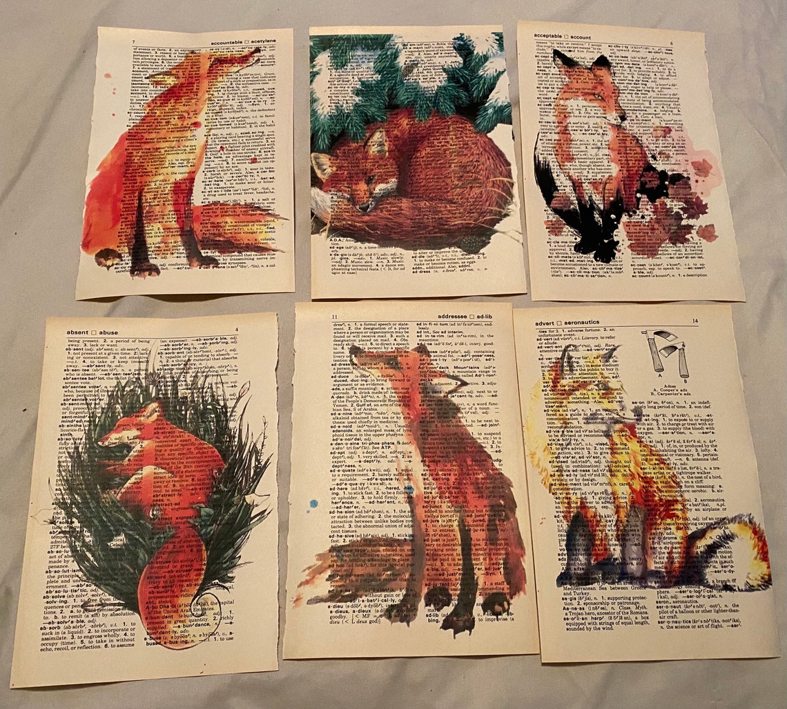 Fox Themed Dictionary Prints - Etsy
