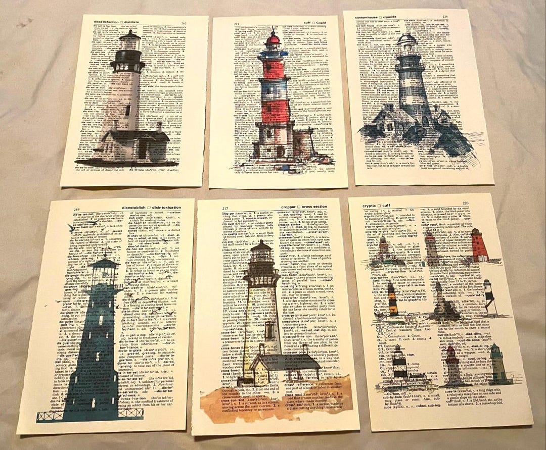 Lighthouse Themed Dictionary Prints - Etsy