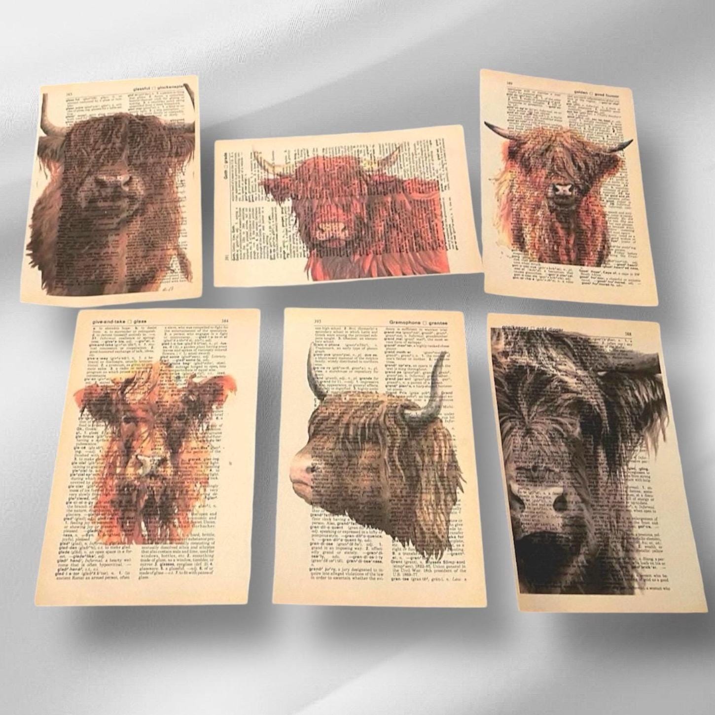 Highland Cow Themed Dictionary Prints - Etsy